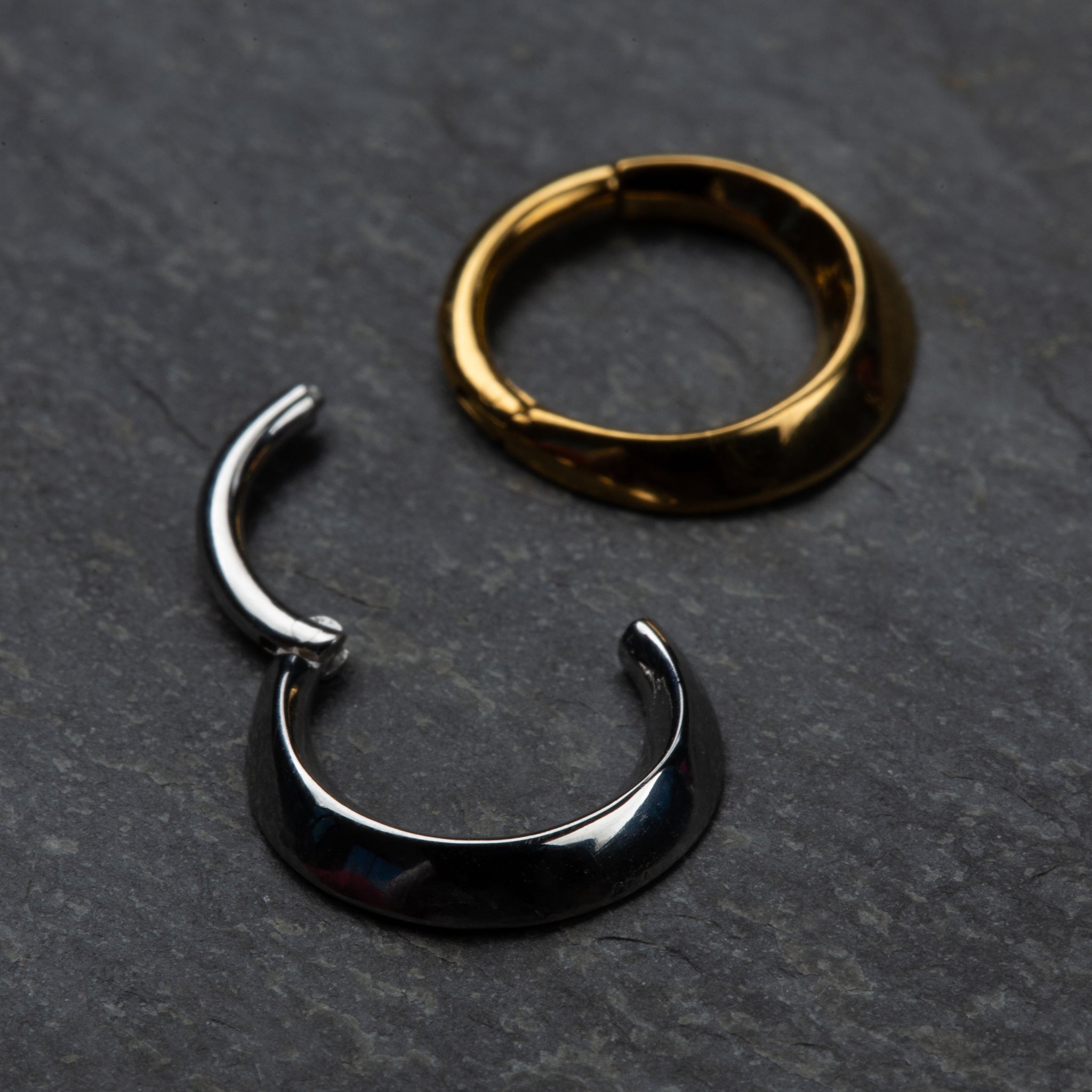 Polished Domed Thick Hoop Hinged Segment Ring - 316L Stainless Steel – piercedowl